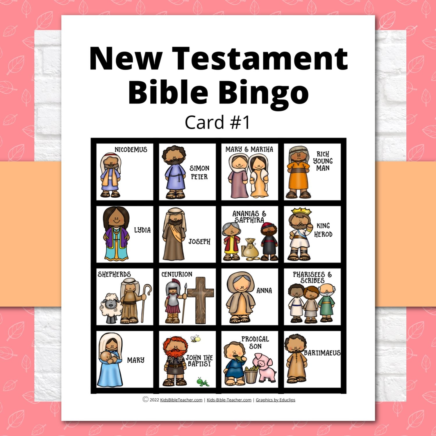 Bible Bingo New Testament Characters - Bible Games for Youth – Kids ...