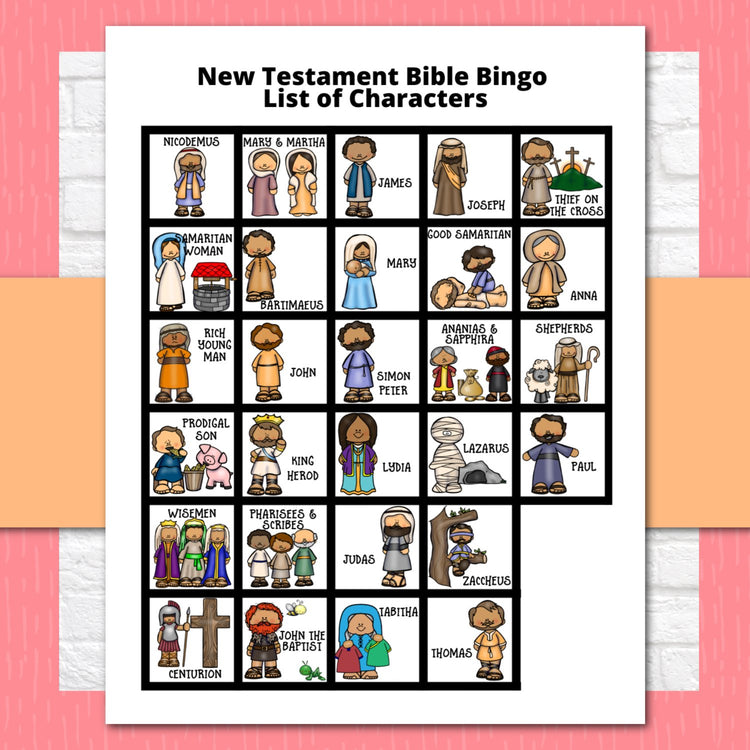 Bible Bingo New Testament Characters - Bible Games for Youth – Kids ...