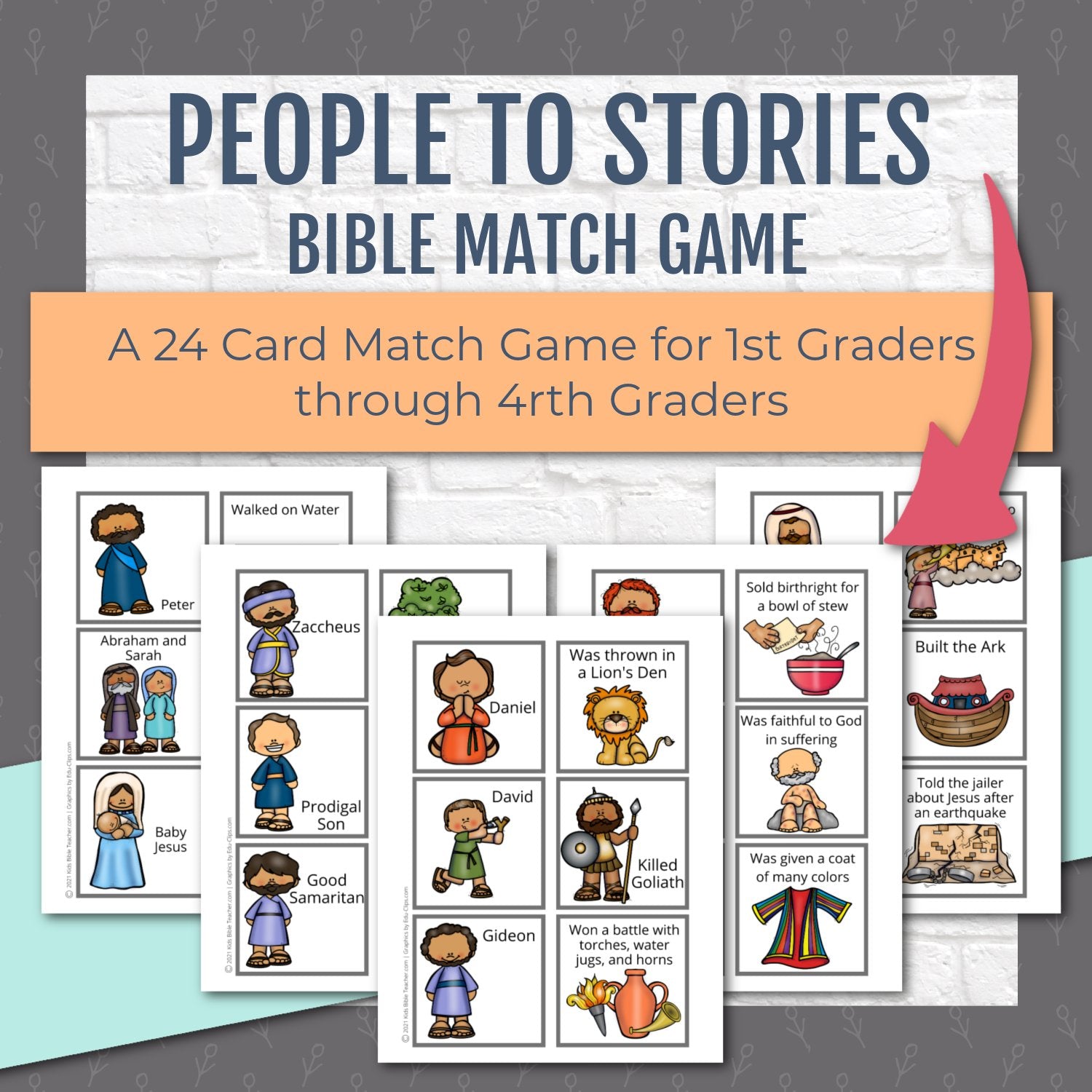 Bible Match Game - Bible Memory Game - Famous Bible People and Stories ...