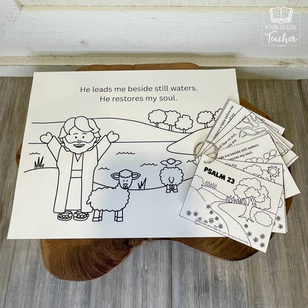Psalm 23 Coloring Pages and Mini Cards – Kids Bible Teacher