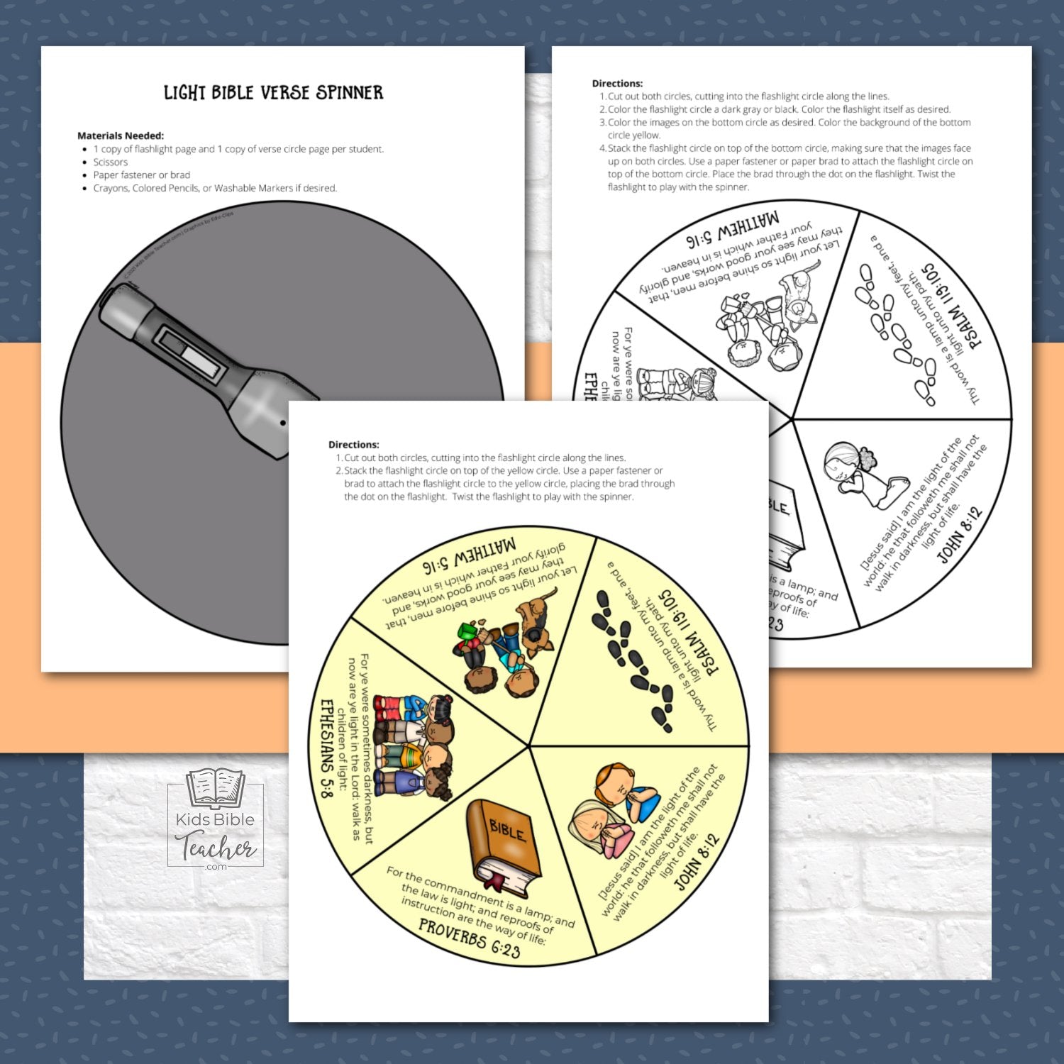 Bible Is My Light Spinner Craft for Kids – Kids Bible Teacher
