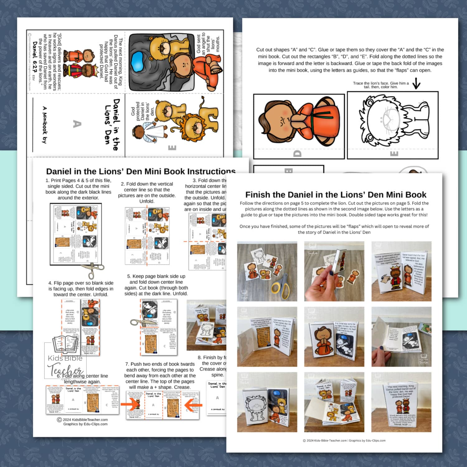 Daniel and the Lions Den Mini Book Bible Craft for Kids – Kids Bible ...