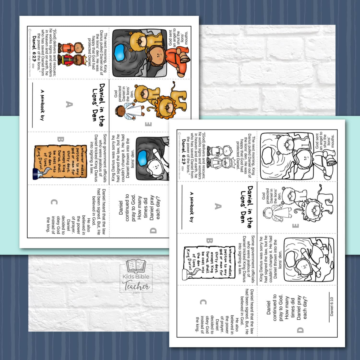 Daniel and the Lions Den Mini Book Bible Craft for Kids – Kids Bible ...