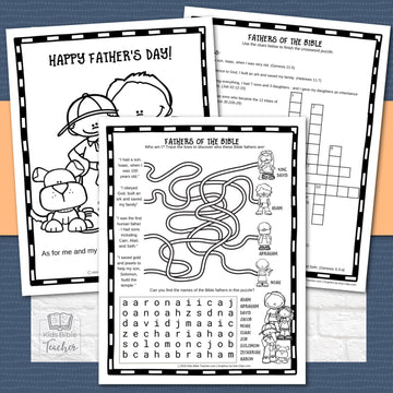 Fathers Day Worksheets Bible Activity Pages for Kids – Kids Bible Teacher