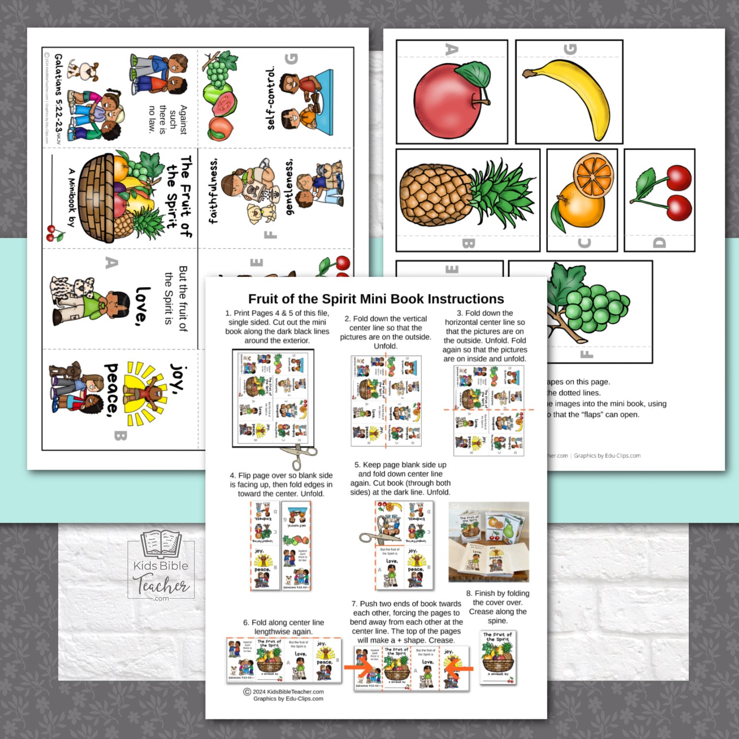 Fruit of the Spirit Mini Book Craft for Kids featuring Galatians 5:22 ...