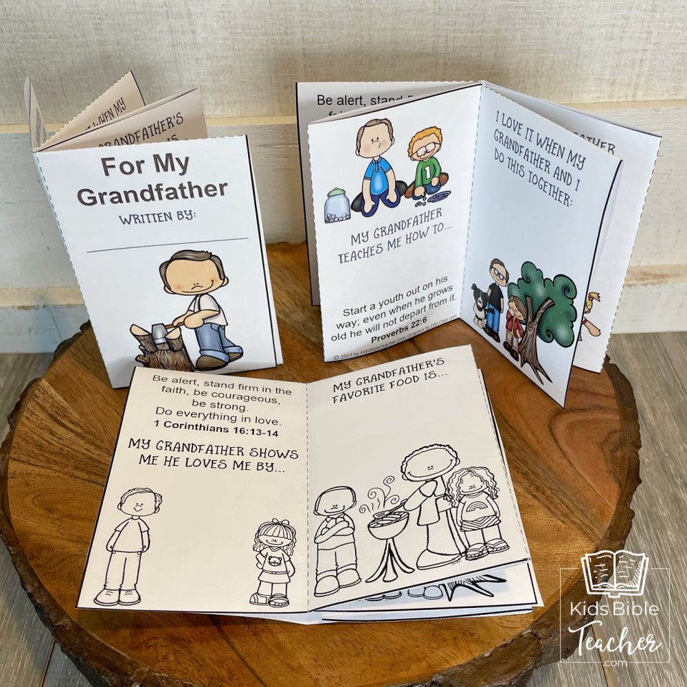 Grandfather Mini Book Craft with Bible Verses Activity for Grandparent ...
