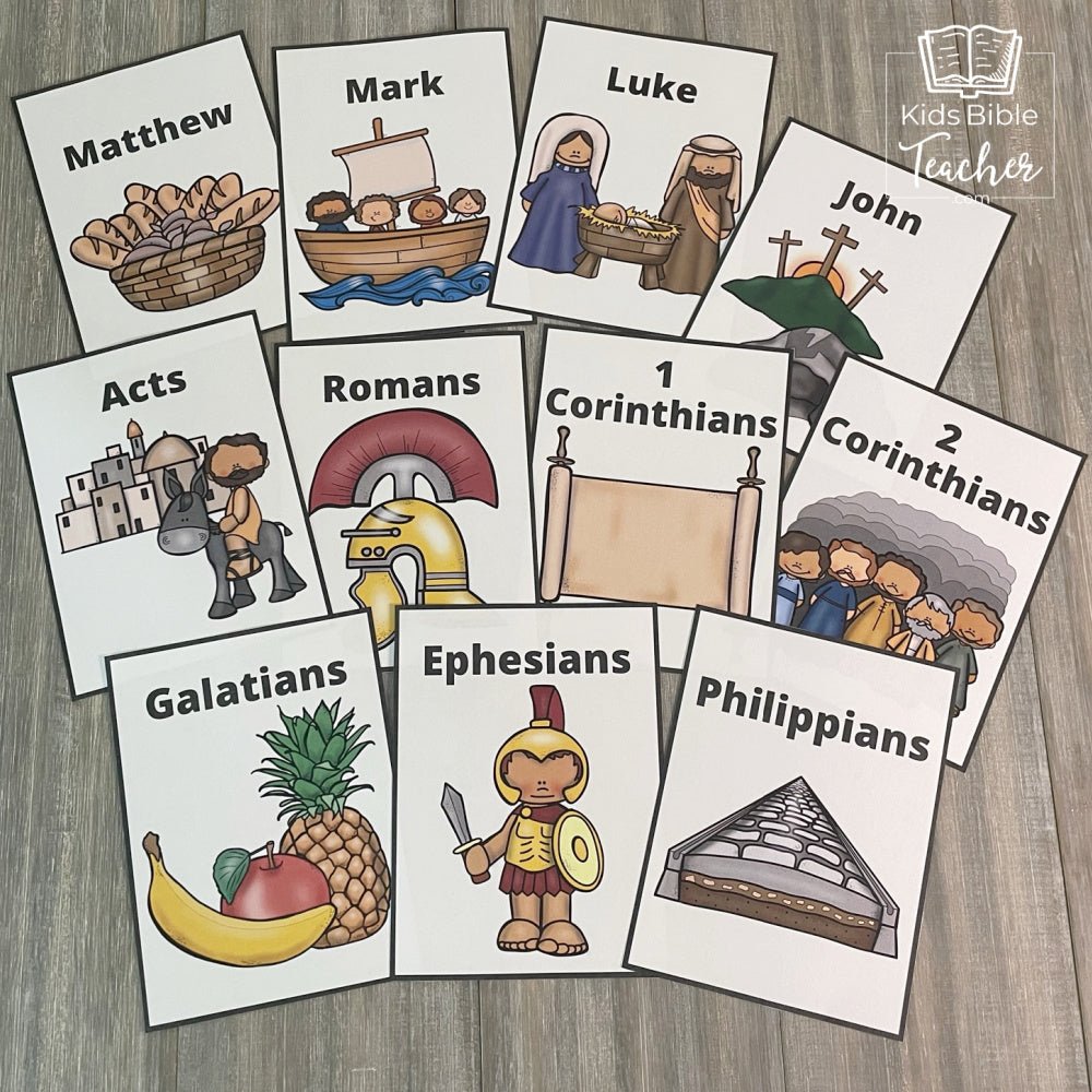 New Testament Books of the Bible Flash Cards with Pictures for Kids ...