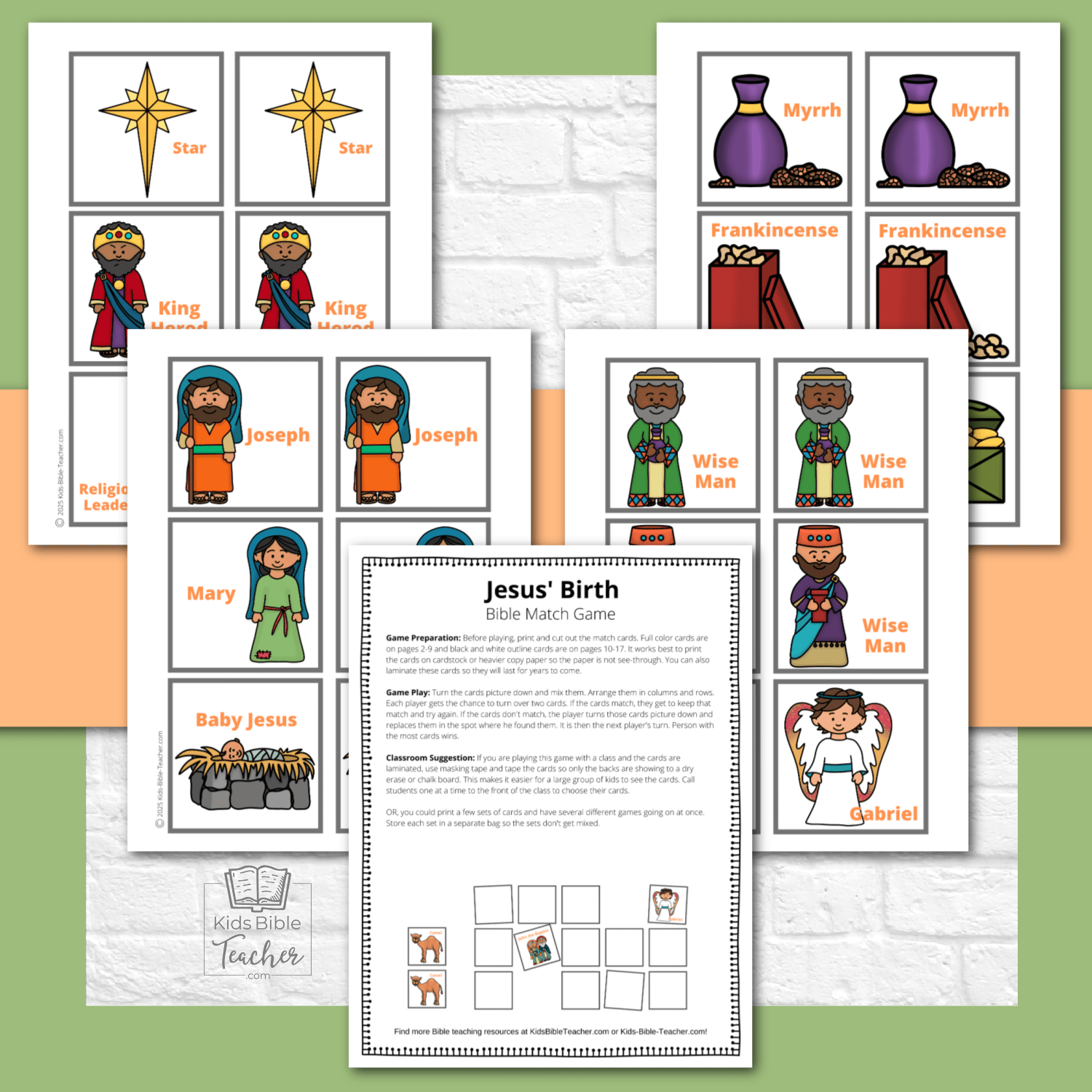 Jesus' Birth Christmas Match Game - Nativity Bible Memory Game for Kid ...