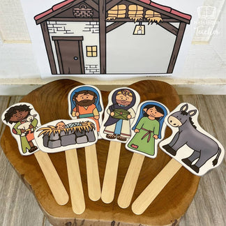 Jesus' Birth Stick Puppets | Mary Joseph Shepherds Nativity Stand Up P ...