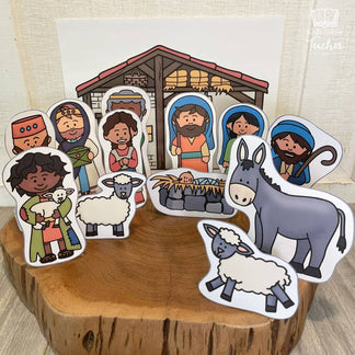 Jesus' Birth Stick Puppets | Mary Joseph Shepherds Nativity Stand Up P ...