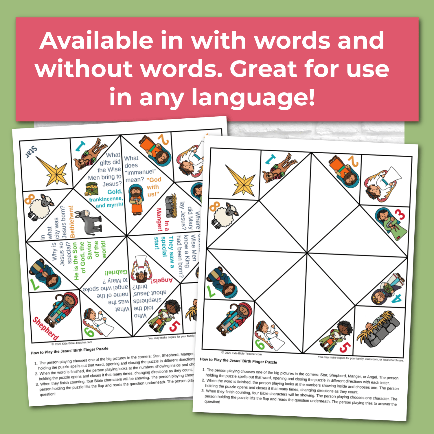 Jesus' Birth Origami Finger Puzzle for Christmas – Kids Bible Teacher