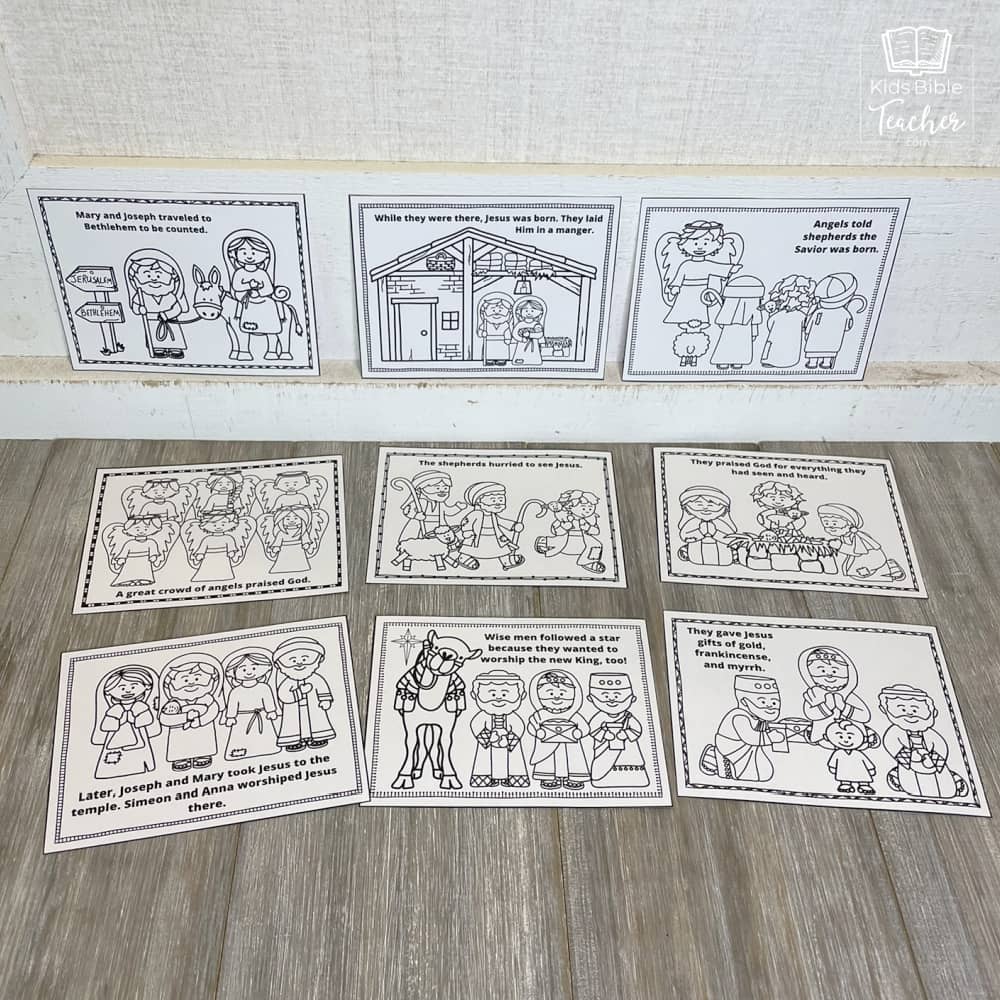 Jesus' Birth Christmas Coloring Pages : 15 Page Bible Nativity Story ...