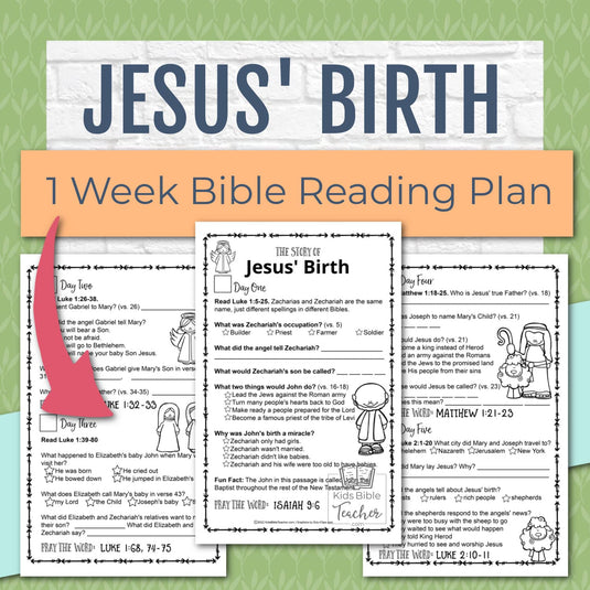 Jesus' Birth Christmas Bible Reading Pages - Nativity Bible Reading Pl ...