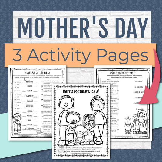 Mothers Day Worksheets Bible Activity Pages for Kids – Kids Bible Teacher