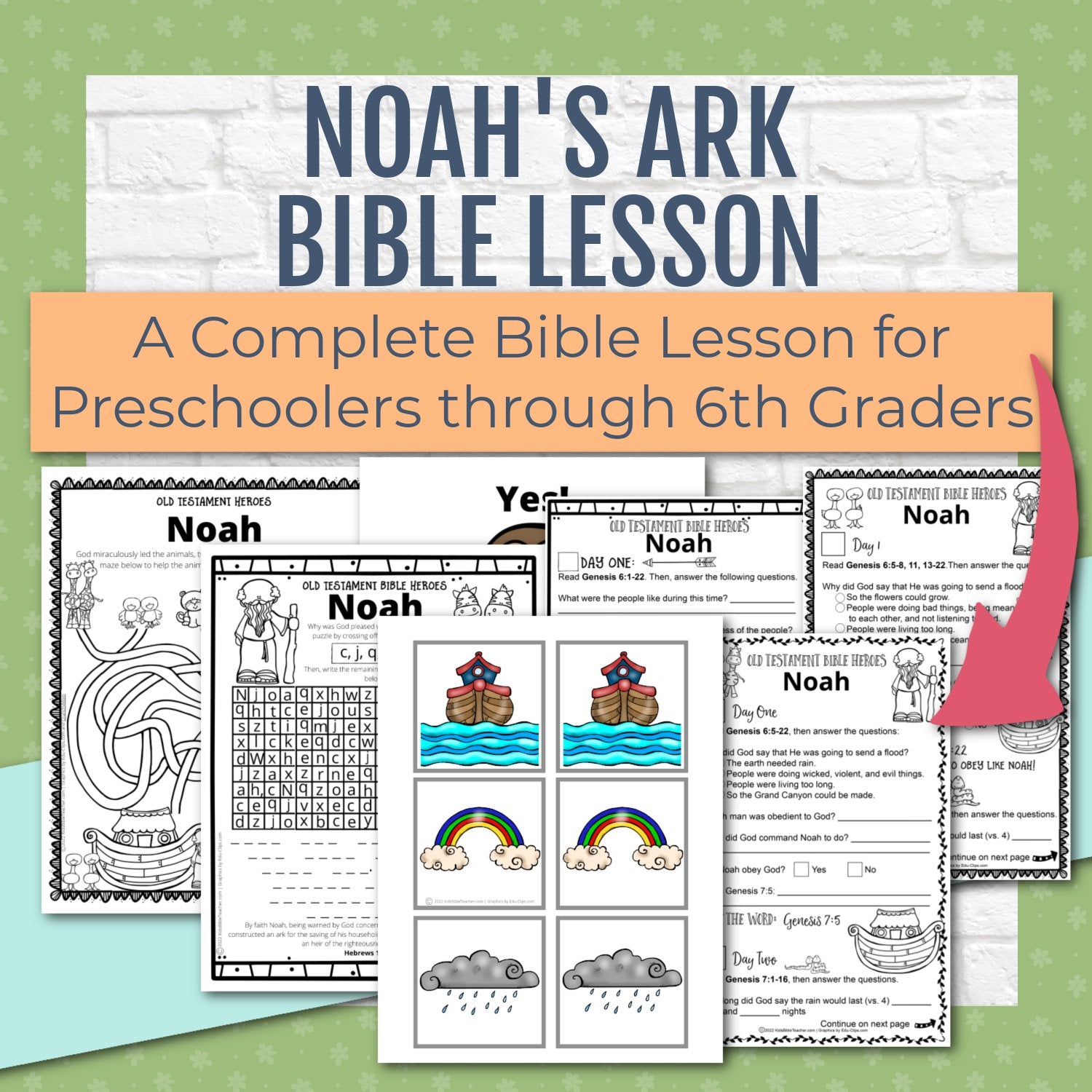 Noah's Ark Bible Lesson Pack for Preschool through 6th Grade – Kids ...