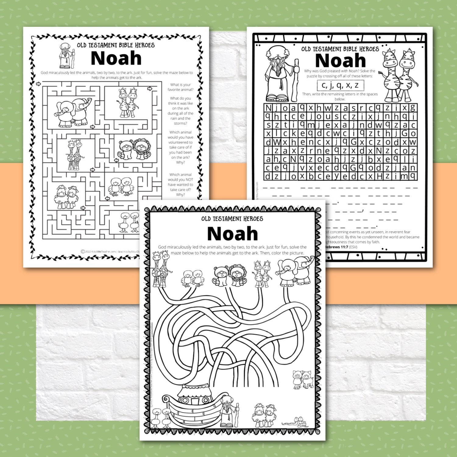 Noah's Ark Bible Lesson Pack for Preschool through 6th Grade – Kids ...