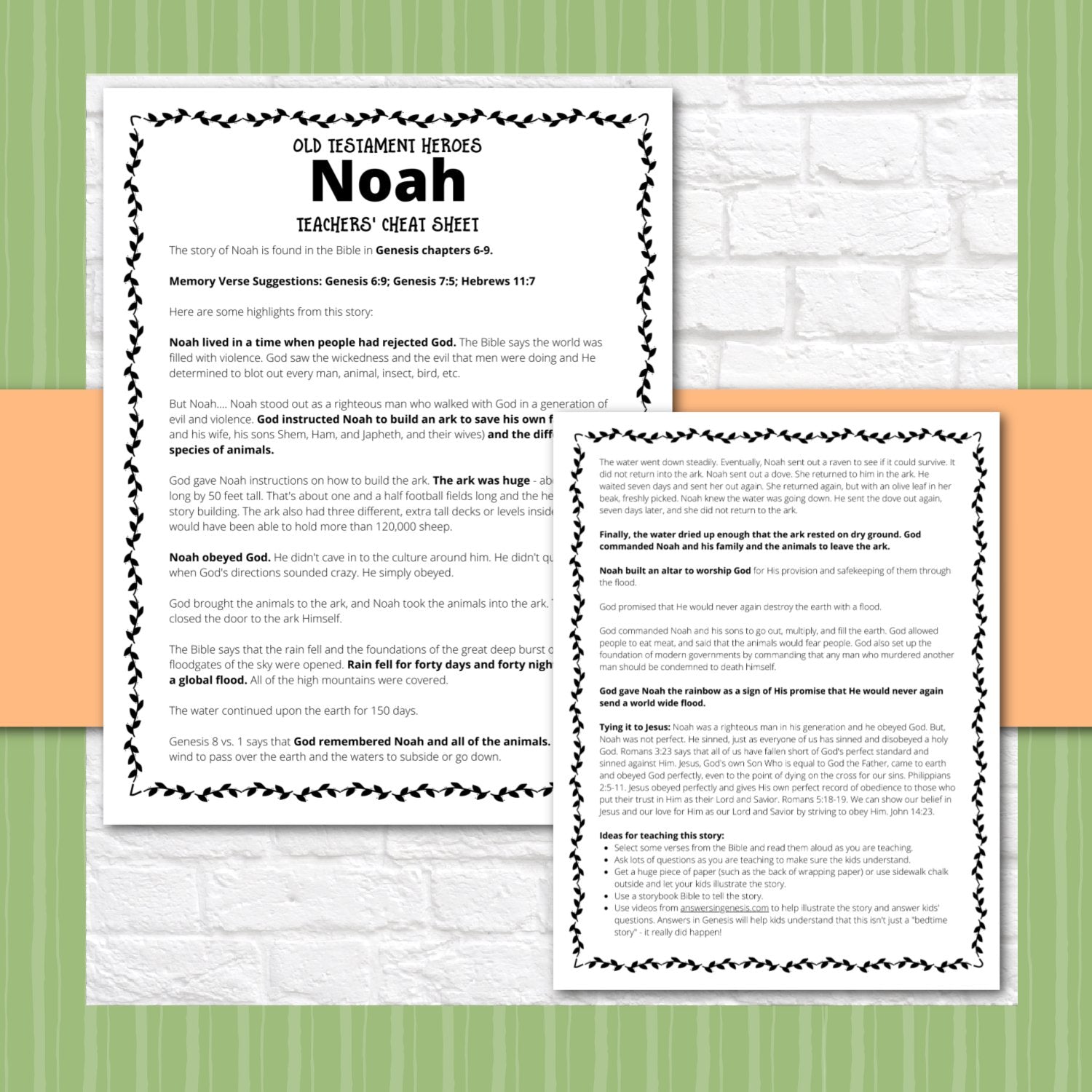 Noah's Ark Bible Lesson Pack for Preschool through 6th Grade – Kids ...