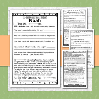Noah's Ark Bible Lesson Pack for Preschool through 6th Grade – Kids ...