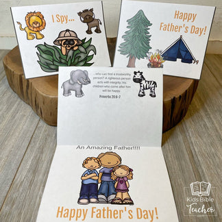 Father's Day Printable Cards with Bible Verses for Kids to Make, Set o ...