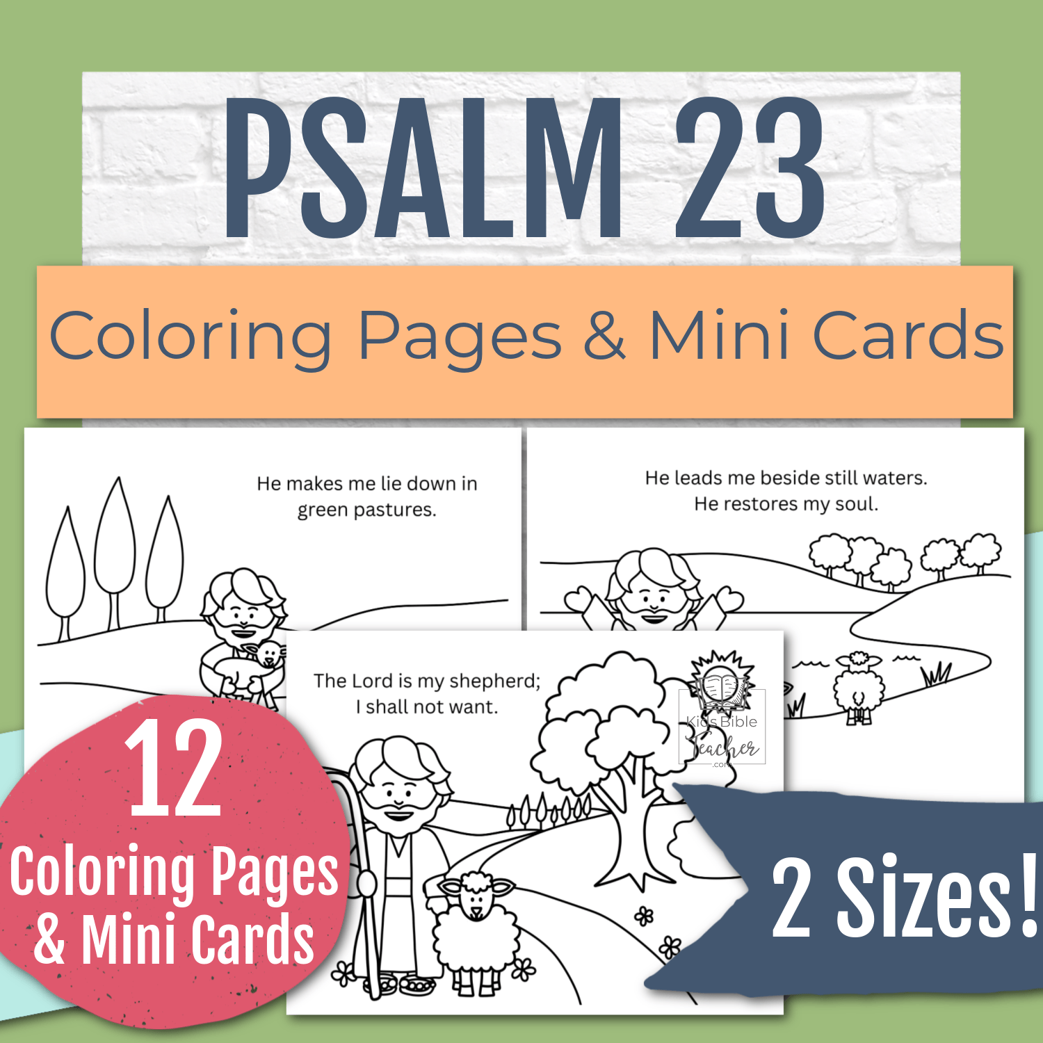 Psalm 23 Coloring Pages and Mini Cards – Kids Bible Teacher