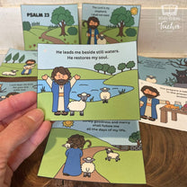 Psalm 23 Full Color Teaching Posters and Mini Cards – Kids Bible Teacher