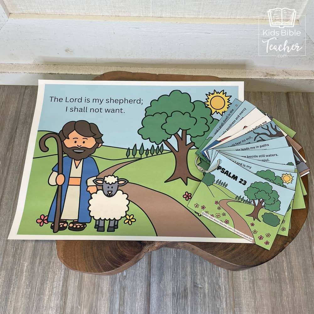 Psalm 23 Full Color Teaching Posters and Mini Cards – Kids Bible Teacher