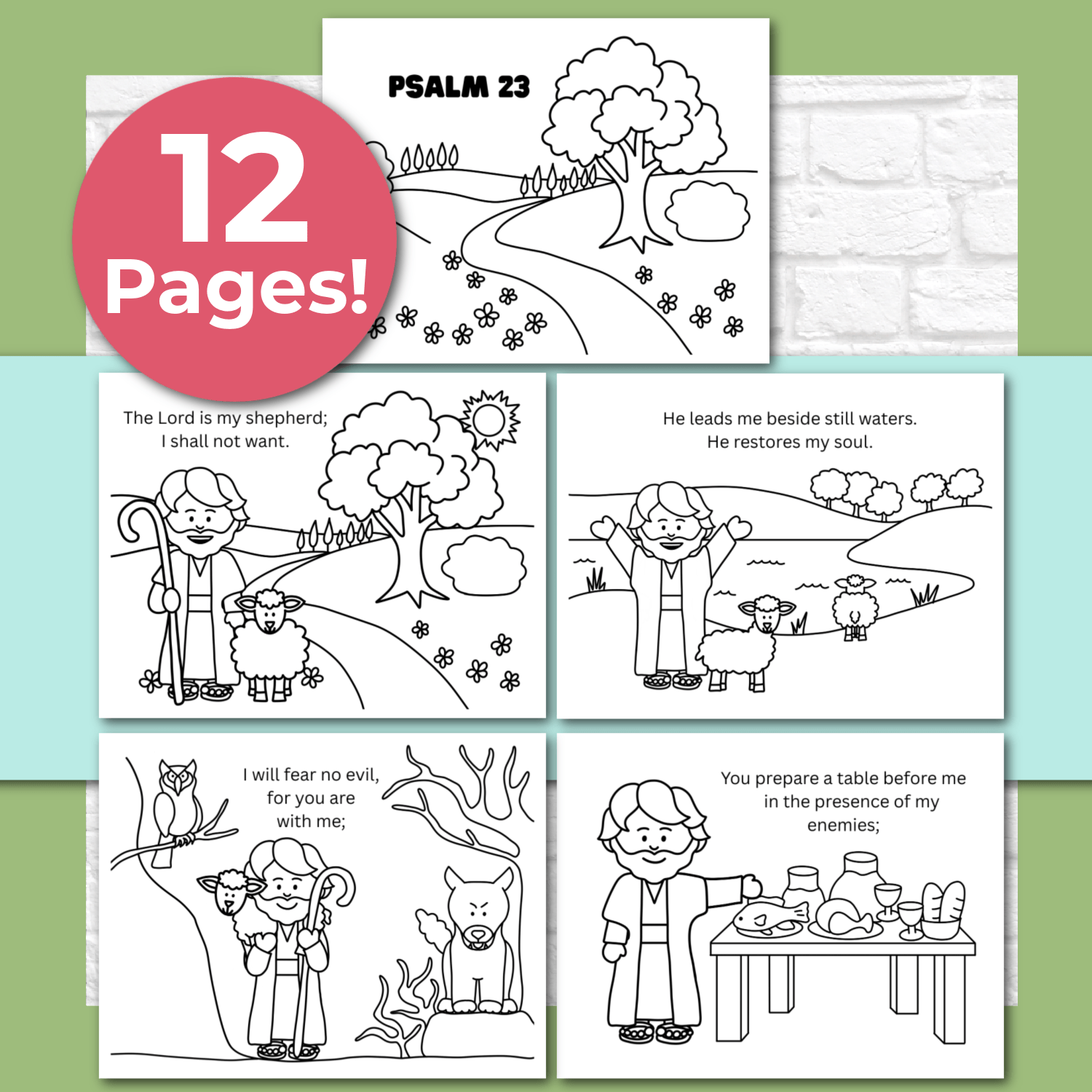 Psalm 23 Coloring Pages and Mini Cards – Kids Bible Teacher