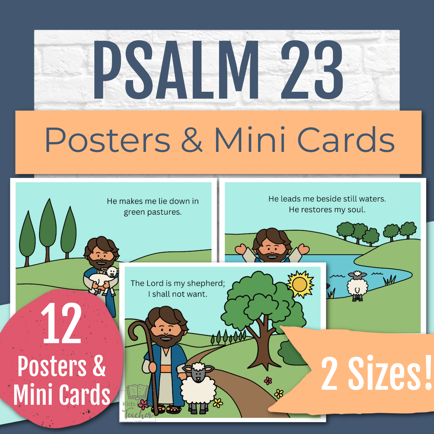 Psalm 23 Full Color Teaching Posters and Mini Cards – Kids Bible Teacher