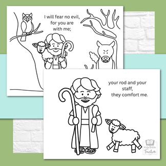 Psalm 23 Coloring Pages and Mini Cards – Kids Bible Teacher