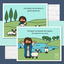 Psalm 23 Full Color Teaching Posters and Mini Cards – Kids Bible Teacher