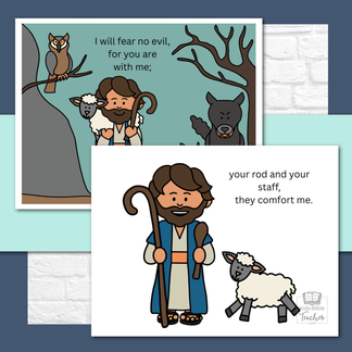 Psalm 23 Full Color Teaching Posters and Mini Cards – Kids Bible Teacher