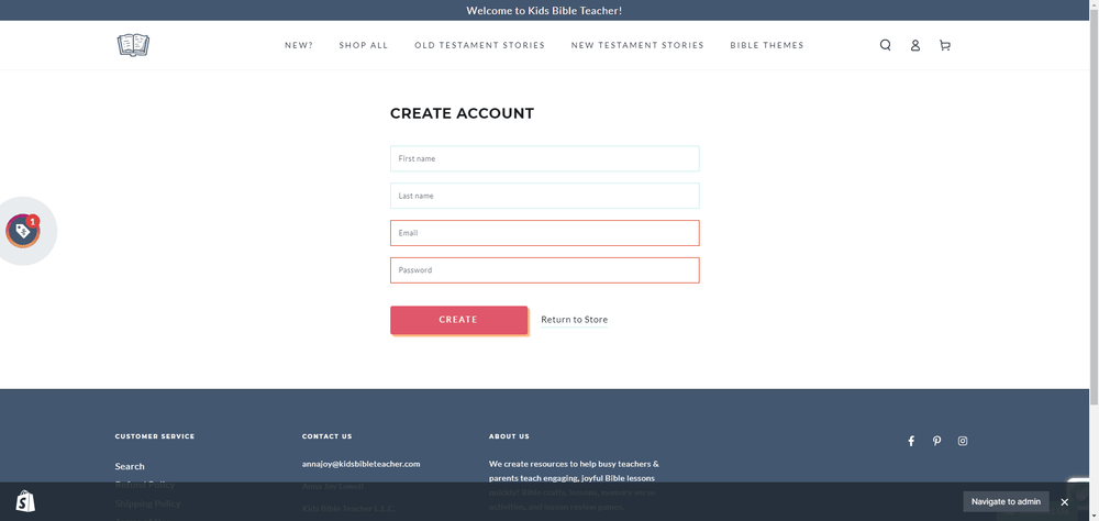 Customer Account Set Up – Kids Bible Teacher