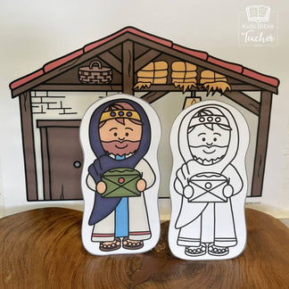 Jesus' Birth Stick Puppets | Mary Joseph Shepherds Nativity Stand Up P ...