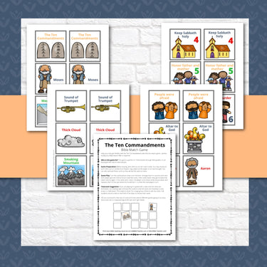 Ten Commandments Match Game for Kids - Bible Memory Game (Protestant ...