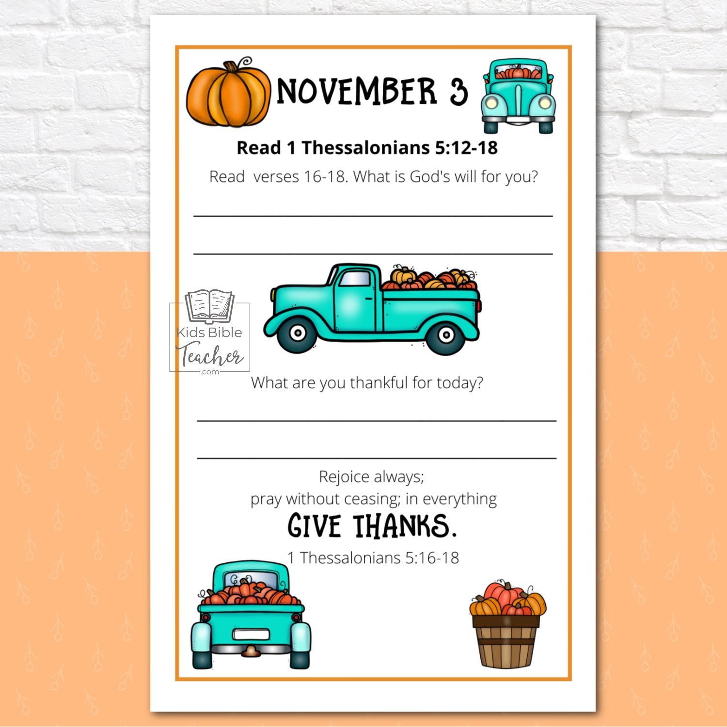 Gratitude Journal Pages with Thanksgiving Bible Verses for NOVEMBER ...