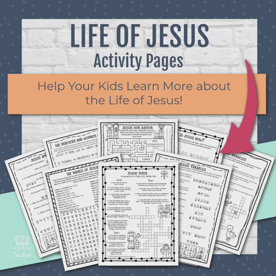 Life of Jesus Activity Pages – Kids Bible Teacher