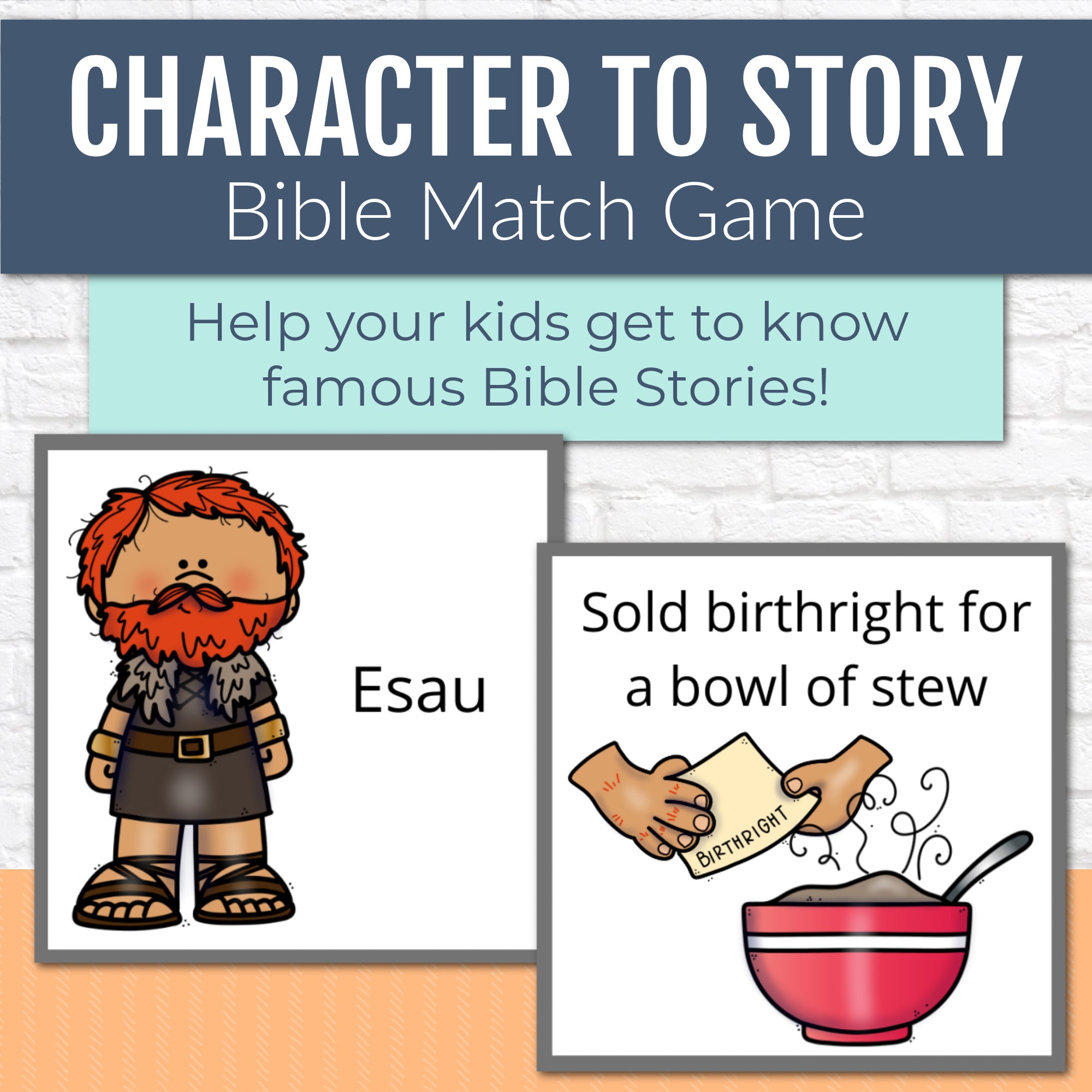 Bible Match Game - Bible Memory Game - Famous Bible People and Stories ...