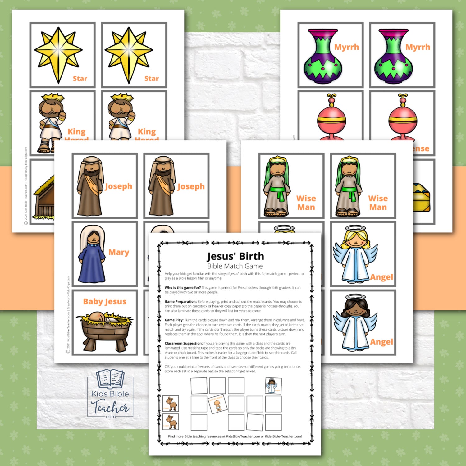 Jesus' Birth Christmas Match Game - Nativity Bible Memory Game for Kid ...