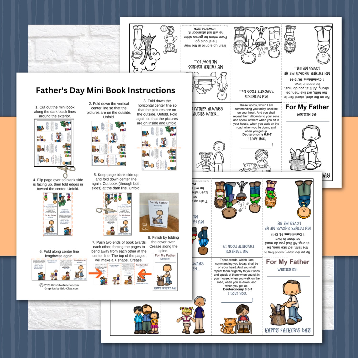 Father's Day Mini Book Craft with Bible Verses Gift for Dads – Kids ...