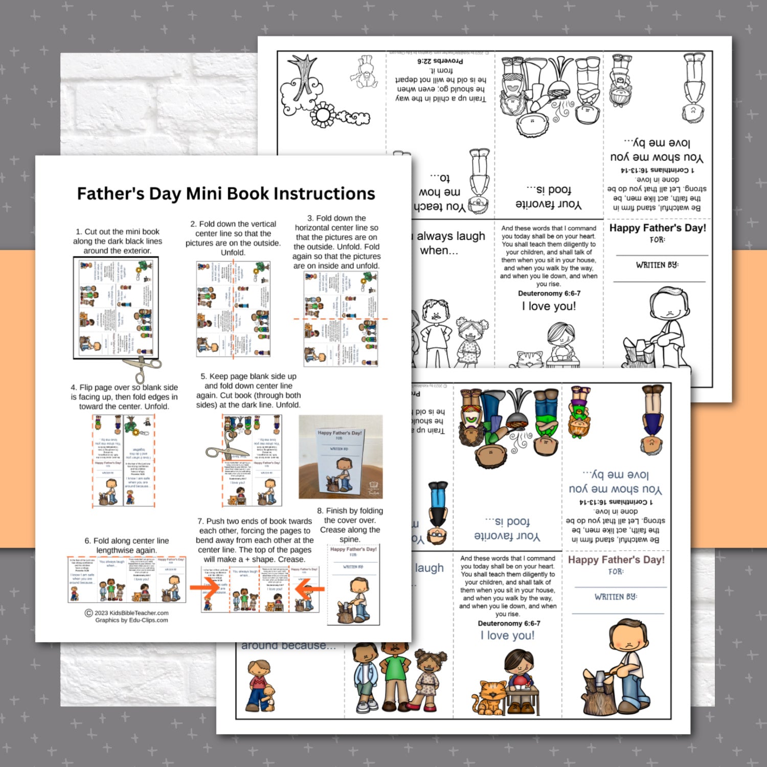 Generic Father's Day Mini Book Craft with Bible Verses for Dads, Step ...