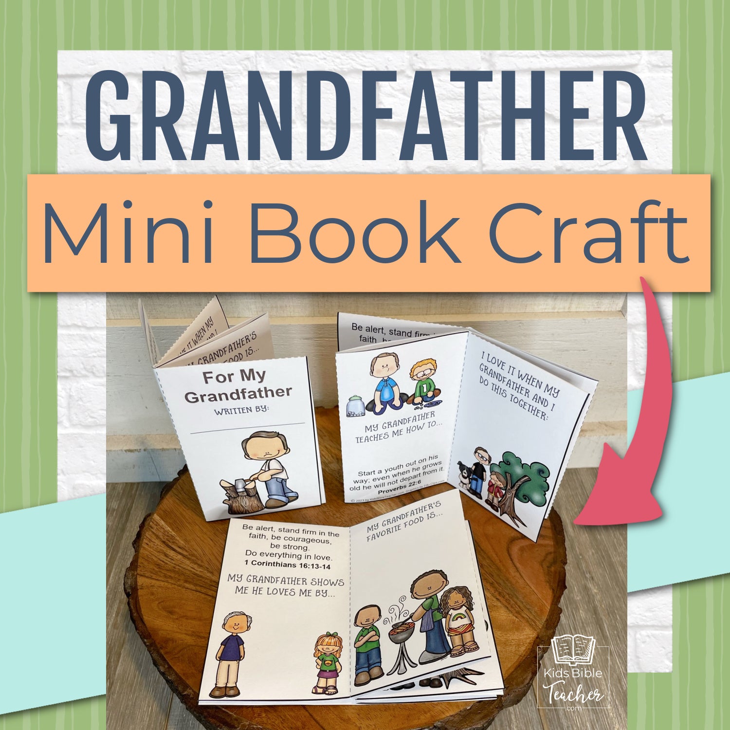 Grandfather Mini Book Craft with Bible Verses Activity for Grandparent ...