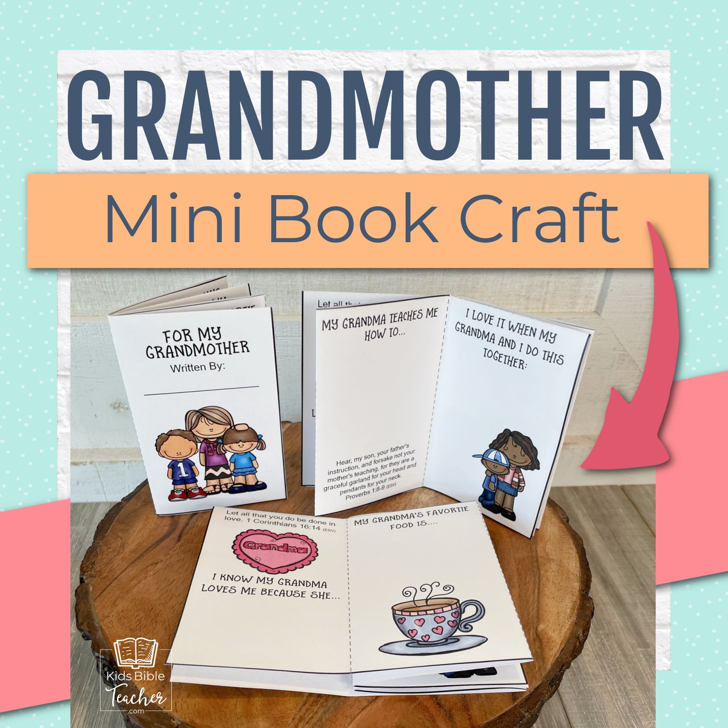 Grandmother's Mini Book Craft with Bible Verses Grandma Gift for Mothe ...
