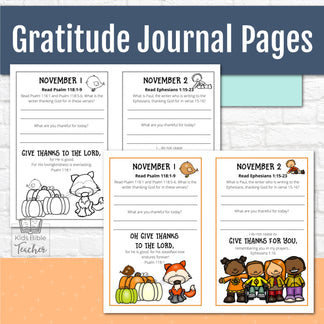 Gratitude Journal Pages with Thanksgiving Bible Verses for NOVEMBER ...