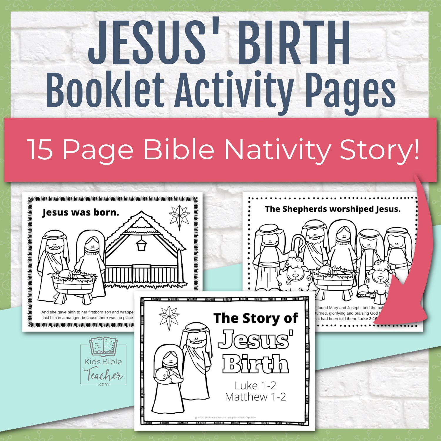 Jesus' Birth Christmas Coloring Pages : 15 Page Bible Nativity Story ...