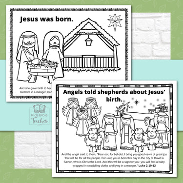 Jesus' Birth Christmas Coloring Pages : 15 Page Bible Nativity Story ...
