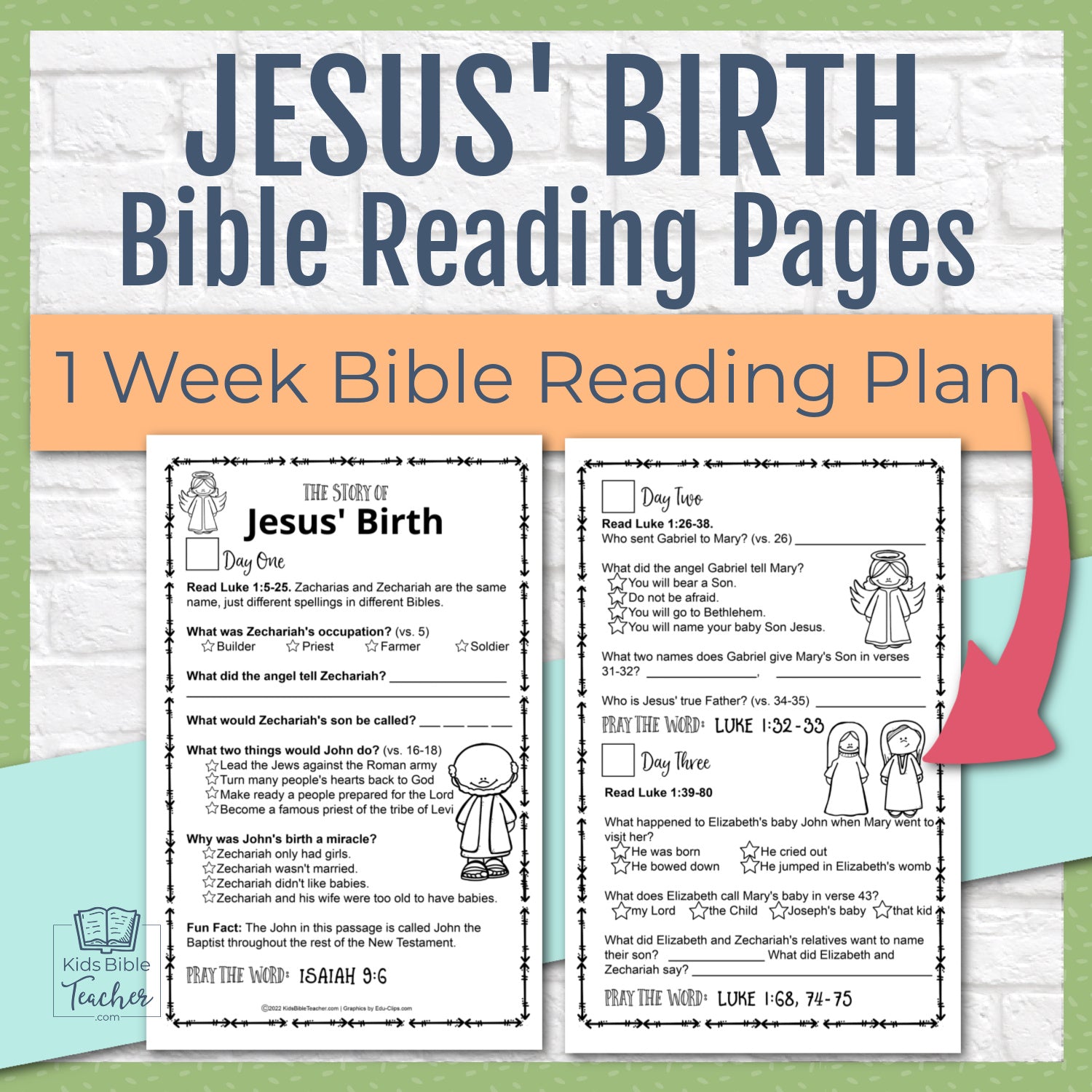 Jesus' Birth Christmas Bible Reading Pages - Nativity Bible Reading Pl ...
