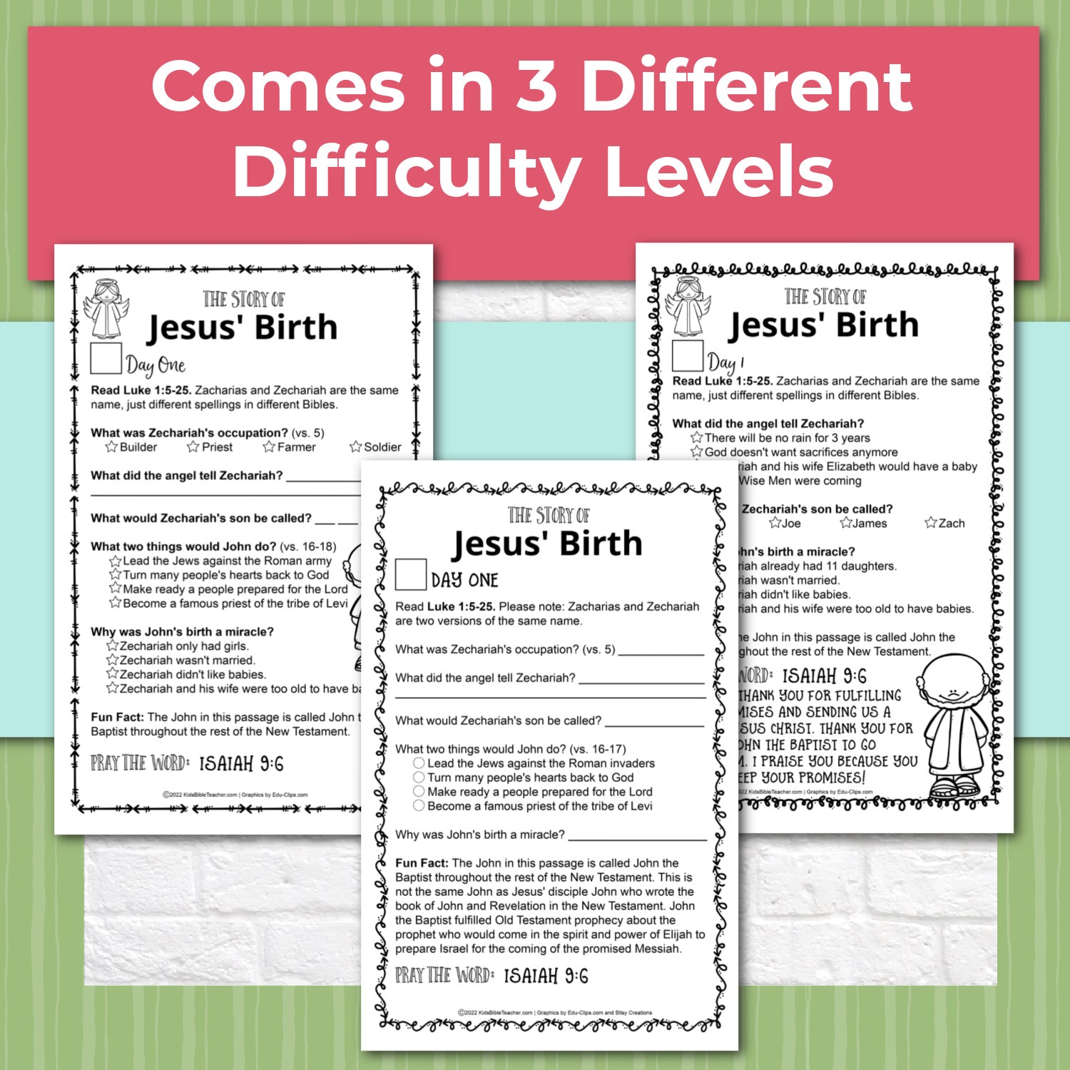 Jesus' Birth Christmas Bible Reading Pages - Nativity Bible Reading Pl ...