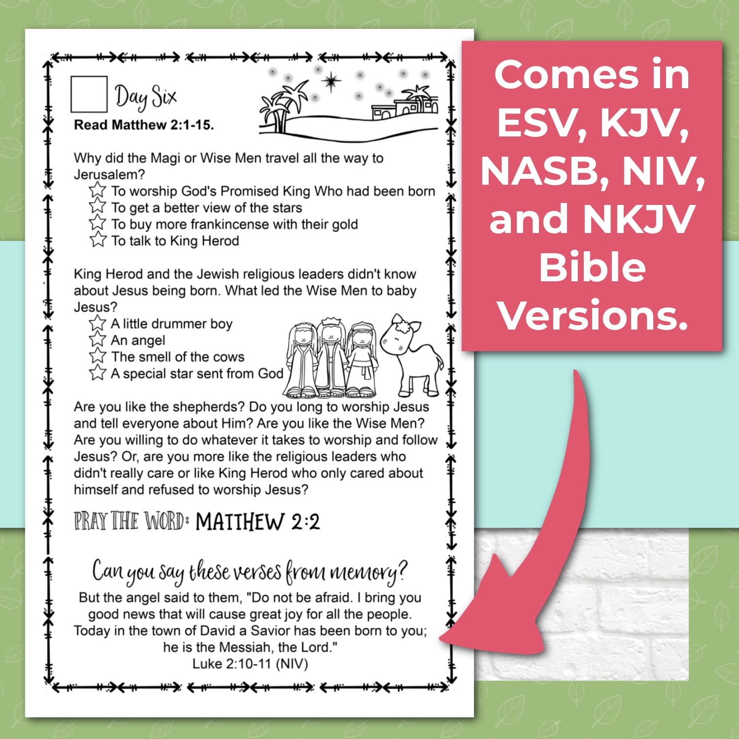 Jesus' Birth Christmas Bible Reading Pages - Nativity Bible Reading Pl ...