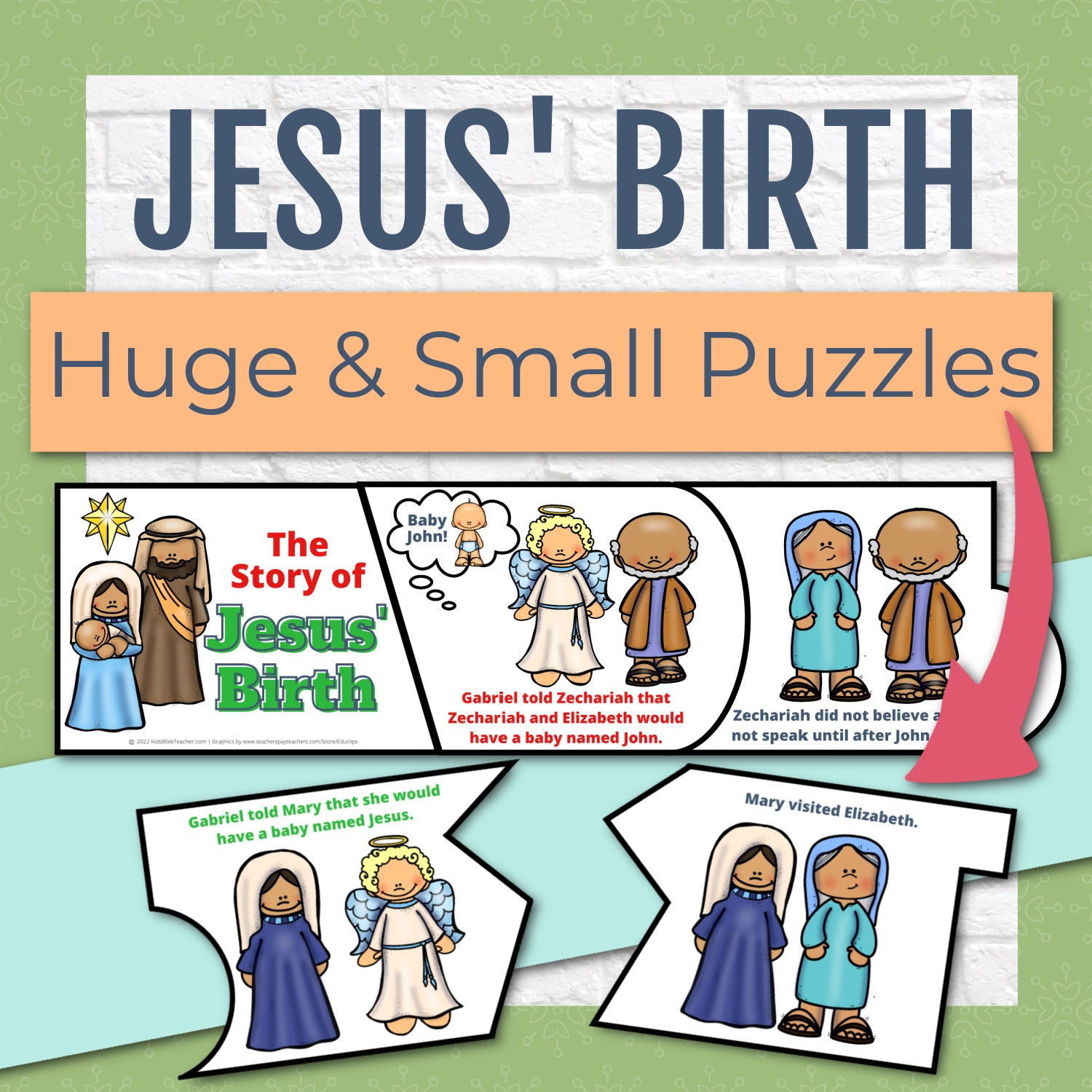 Jesus' Birth Huge Floor Puzzle and Mini Puzzle for Christmas with Nati ...