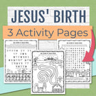 Jesus' Birth Christmas Activity Pages - 3 Nativity Worksheets for Kids ...
